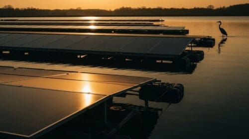 Solar panels were laid across a quiet reservoir, and the world beneath ...